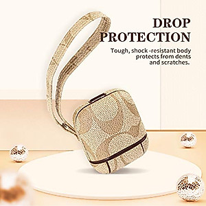 Designer Luxury Leather Elegant Airpods Case with Keychain for Airpods 2/1 Fully Protective Case for Airpods Accessories Gifts for Women Girls