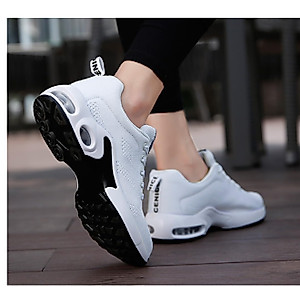 Fenlogft Women's Flying Knit Running Shoes - Lightweight Lace-up Sneakers for Daily Walking and Work, Garden Shoes (White, Size, 6.5)