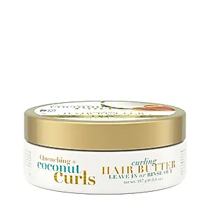 OGX Quenching + Coconut Curls Curling Hair Butter, Deep Moisture Leave-In Hair Mask & Treatment with Coconut Oil, Citrus Oil & Honey, Paraben-Free and Sulfated-Surfactants Free, 6.6 oz