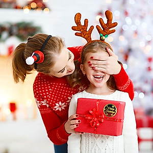 240 Pieces Christmas Happy Holidays Stickers Gold Foil Stamping Sticker 2 Inch Large Round Holiday Stickers Christmas Stickers for Christmas Holiday Cards Envelopes Boxes, Happy New Year Stickers