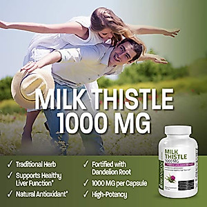 Bronson Milk Thistle 1000mg Silymarin Marianum & Dandelion Root Liver Health Support 120 Capsules