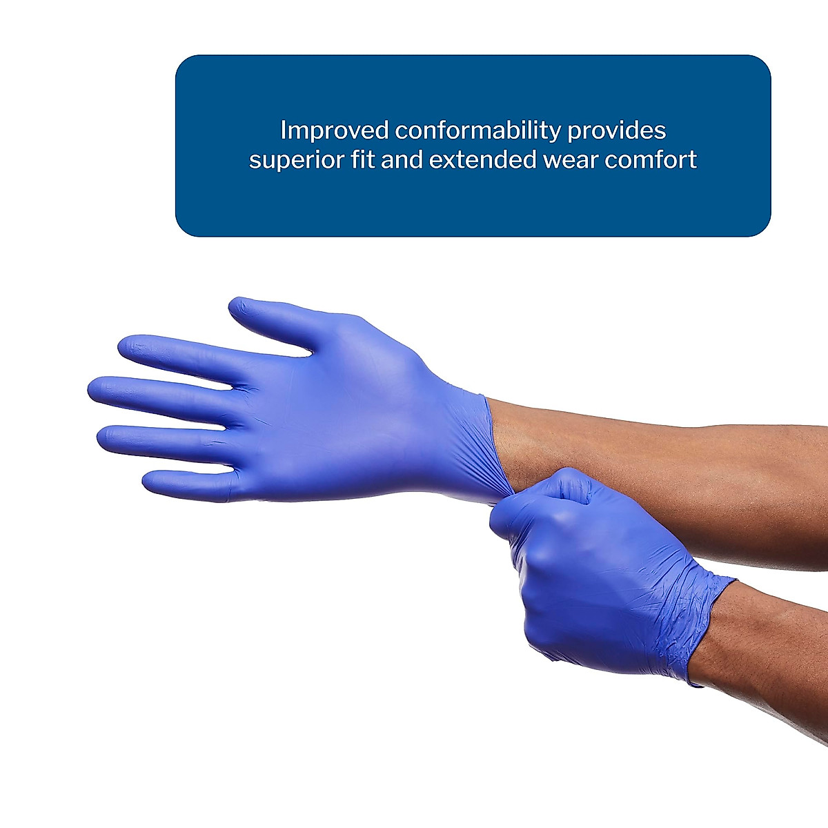 McKesson Confiderm 3.0 Nitrile Exam Gloves - Powder-Free, Latex-Free Medical Gloves, Ambidextrous, Disposable, Non-Sterile - Dark Blue, Size Large, 250 Count, 1 Box