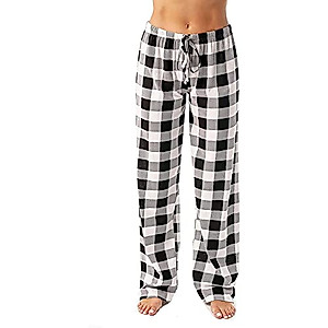 FOVIGUO Black of Friday Cyber of Monday, Womens Casual Pants Vintage Plaid Printed Straight Leg Drawstring Trousers Elastic High Waist Loose Comfy Slacks