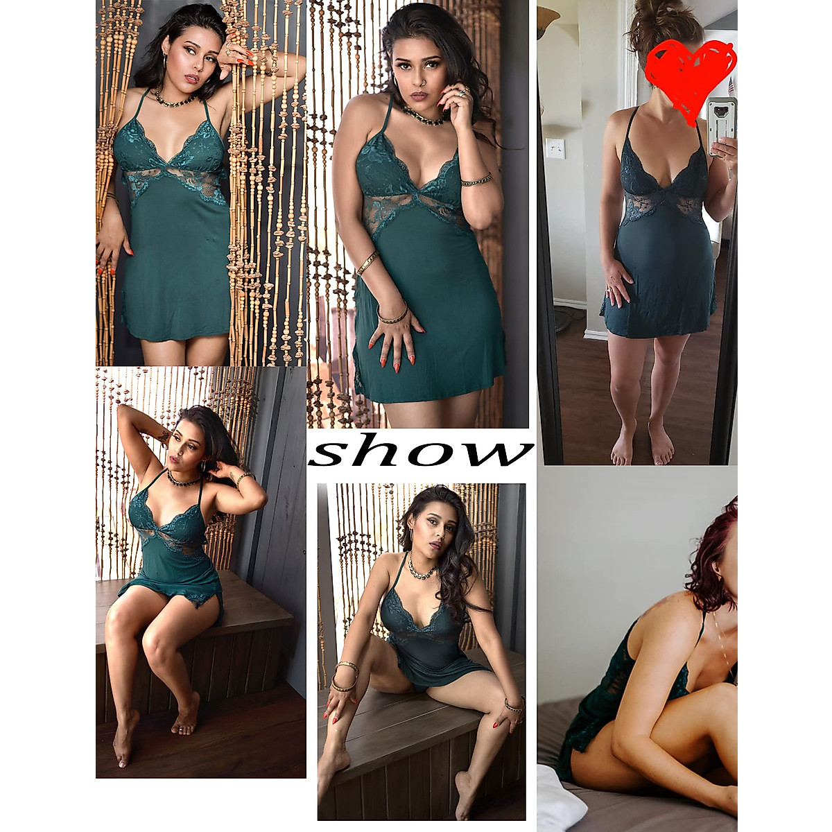 Avidlove Lingerie for Women Nightgowns Lace Babydoll Sleepwear Nightie Womens Lingeries Dark Green