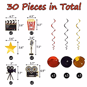 Movie Night Party Supplies Hanging Decorations - 30pcs Hollywood Movie Theme Party Decorations