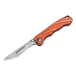 Tungyi Daily Pocket Folding Utility Knife with 10 Replaceable Quick Change Blades, Ultra Compact and Lightweight (Orange)