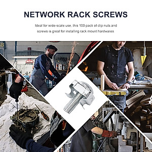 TEHAUX 100 Pcs Computer Rack Mount Cage Screws and Nuts for Rack Mount Server Cabinets- Industrial Screws