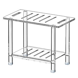 Sumerflos Acrylic Shower Bench for Inside Shower - 12.99" D * 24.02" W * 18.31" H Bathroom Shower Stool with Storage Shelf Heavy Duty (Hold Up To 400lbs) for Shaving Legs Waterproof Non-Slip