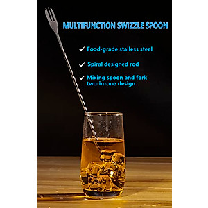 Ortarco 10 Inch Stainless Steel Muddler for Cocktail and 10 Inch Mixing Bar Spoon, 2 Pices Home Bar Tool Set