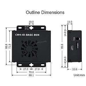 Mini-Computer Based on Raspberry Pi Compute Module 4 (NOT Included) with Mini IO Board Full Ver and Metal Case and Cooling Fan @XYGStudy (CM4-IO-BASE-BOX-B)