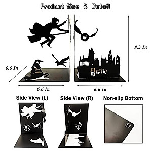 NEFSO Decorative Bookends for Bookshelf, Black Magic Book Stopper, Unique Gifts for Family Friends Kids, Study Room Home Office Décor (NEFSO220723-1)