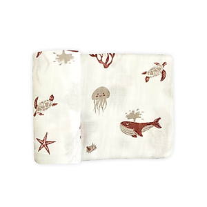Leyl&Ari Muslin Swaddle Blanket | Receiving Blanket for Boys Girls (Under The Sea Friends)