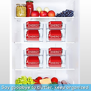 Set of 2 Drink Organizer for Fridge Soda Can Organizer for Refrigerator Automatic Rolling Double Layer Can Dispenser Stackable Can Drink Holder Drink Storage Rack Plastic Beer Dispenser Bin Container
