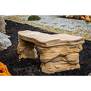Cast Stone Petrified Rock Bench, Commercial Grade Concrete Benches, 3 Piece Concrete Bench, Hand Sculpted Fine Cast Stone Patio Furniture & Rock Bench