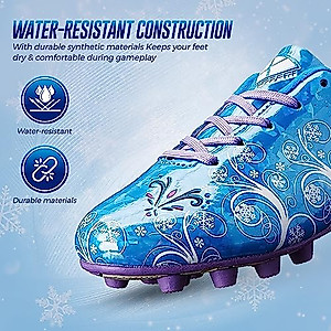 Vizari Frost Outdoor Firm Ground Kids Soccer Cleats | Athletic Football shoes for Boys and Girls | Stylish Outdoor Soccer Shoes Blue/Purple