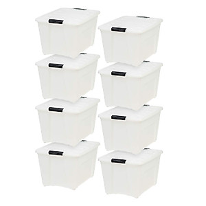 IRIS USA, Inc. 60 Quart Stack & Pull Box, 8 Pack, Natural