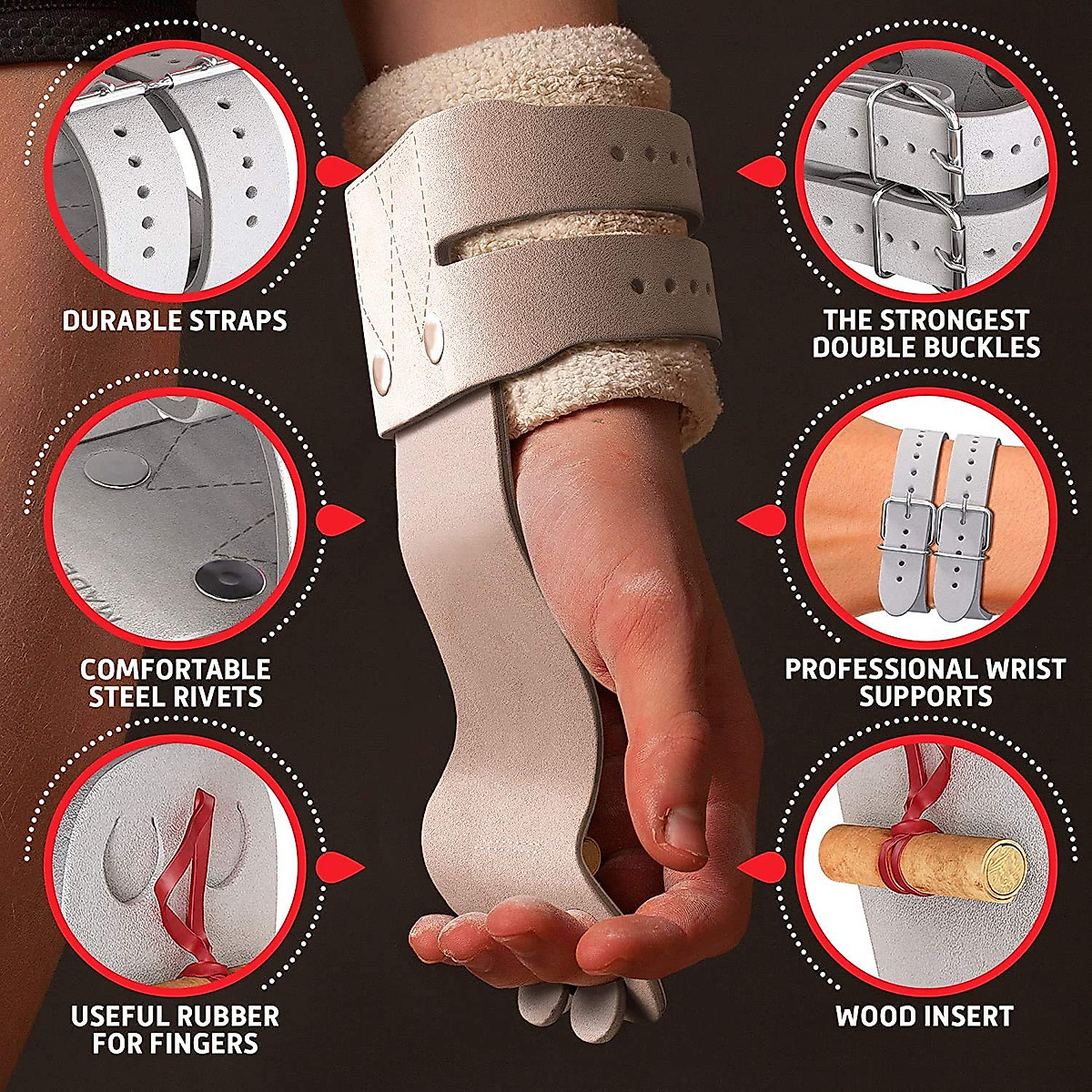 ZHEZHERA Authentic Dowel Gymnastics Grips for Girls (Double Buckle - Sold in Pairs) | Hand Guards | Palm Grips for Uneven Bars (1 | Small)