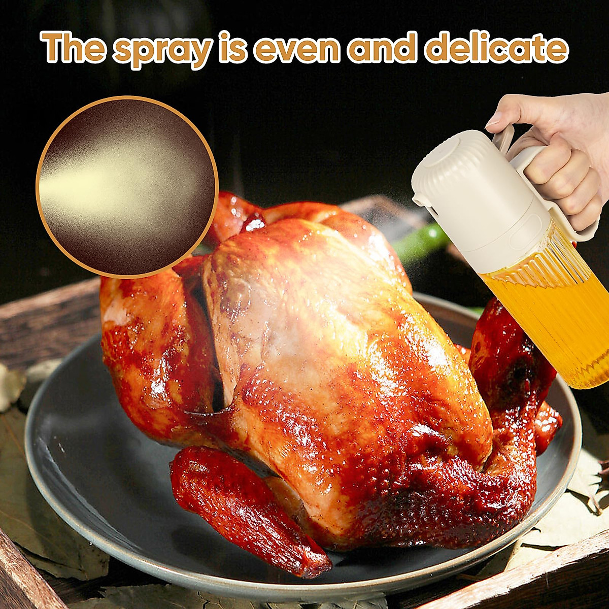 Garkup Oil Sprayer for Cooking, Oil Dispenser Bottle for Cooking in Kitchen Oil Sprayer with Delicate Mist for Air Fryer