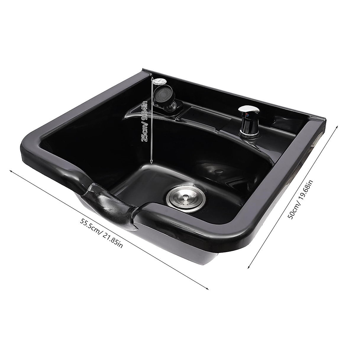 Shampoo Bowl For Salon, Wall Mounted Backwash ABS Salon Spa Barber Equipment With Spray Head, Professional Salon Spa Beauty Brushed Sink 9.84" in Depth, Portable Shampoo Bowl for Hair Stylists