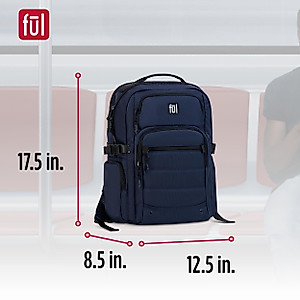 FUL Tactics Collection 17 Inch Laptop Backpack, Division Padded Computer Bag for Commute or Travel, Navy
