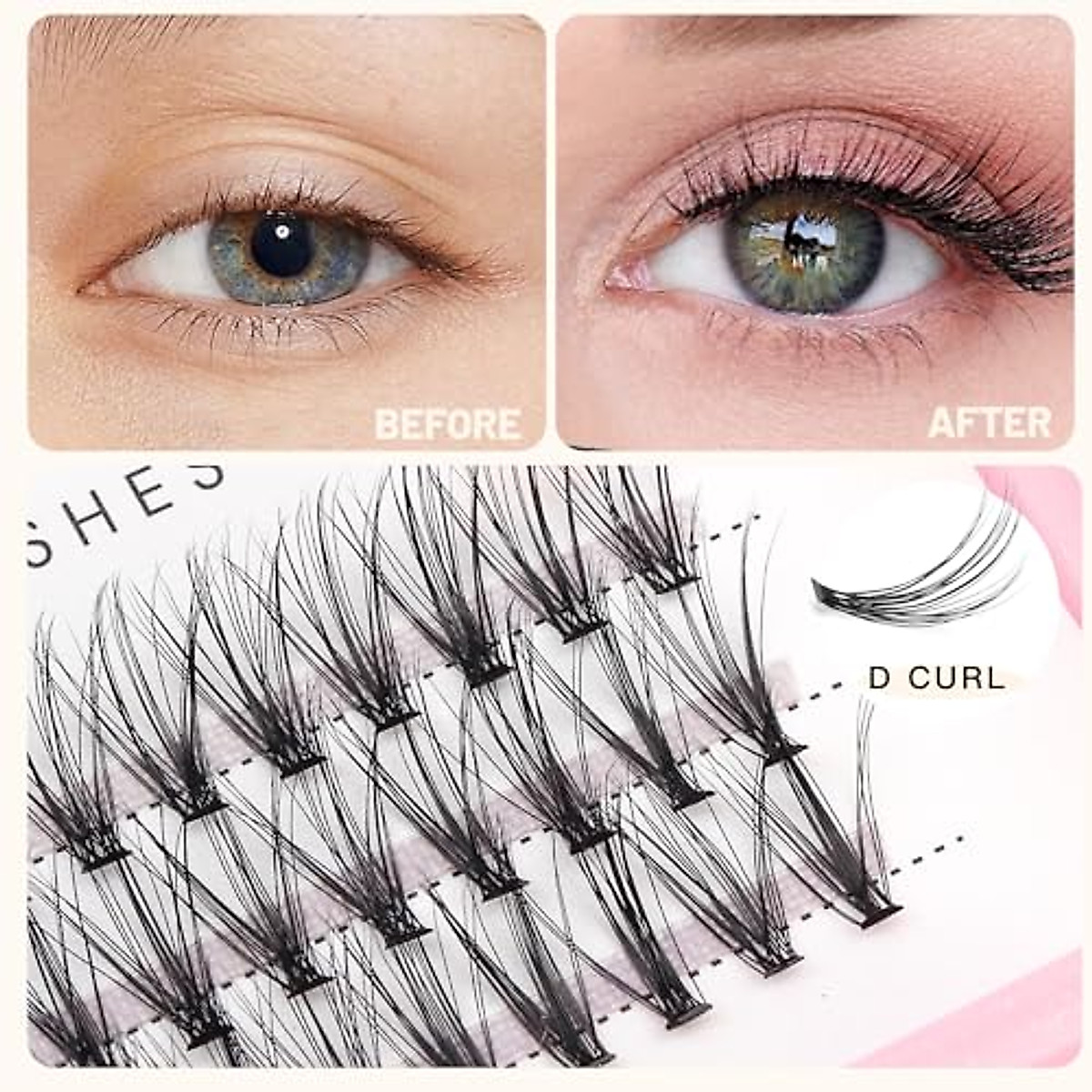 Bodermincer Grafting False Eyelashes 20D Soft 0.07 C Curl Lash Clusters Lash Extension Kit Individual Eyelashes Silk False Eye Lashes Extensions (14mm)