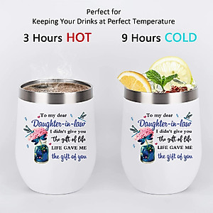 Qatdey Daughter in Law Gifts Wine Tumbler, Best Gifts for Future Daughter in Law, Daughter in Law Gift from Mother in Law, Daughter-in-Law Gifts Ideas, Birthday Gifts for Daughter in Law 12 oz Cup