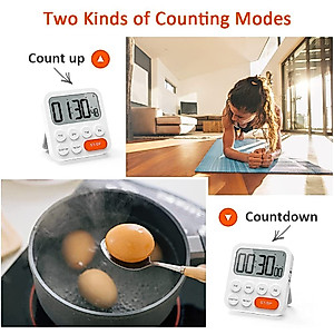 LIORQUE Kitchen Timer for Cooking, Magnetic Timer Clock with Large LCD Display, 3 Levels Volume, Shortcut Setting, Digital Timer for Kids Classroom Teacher (Battery Included)