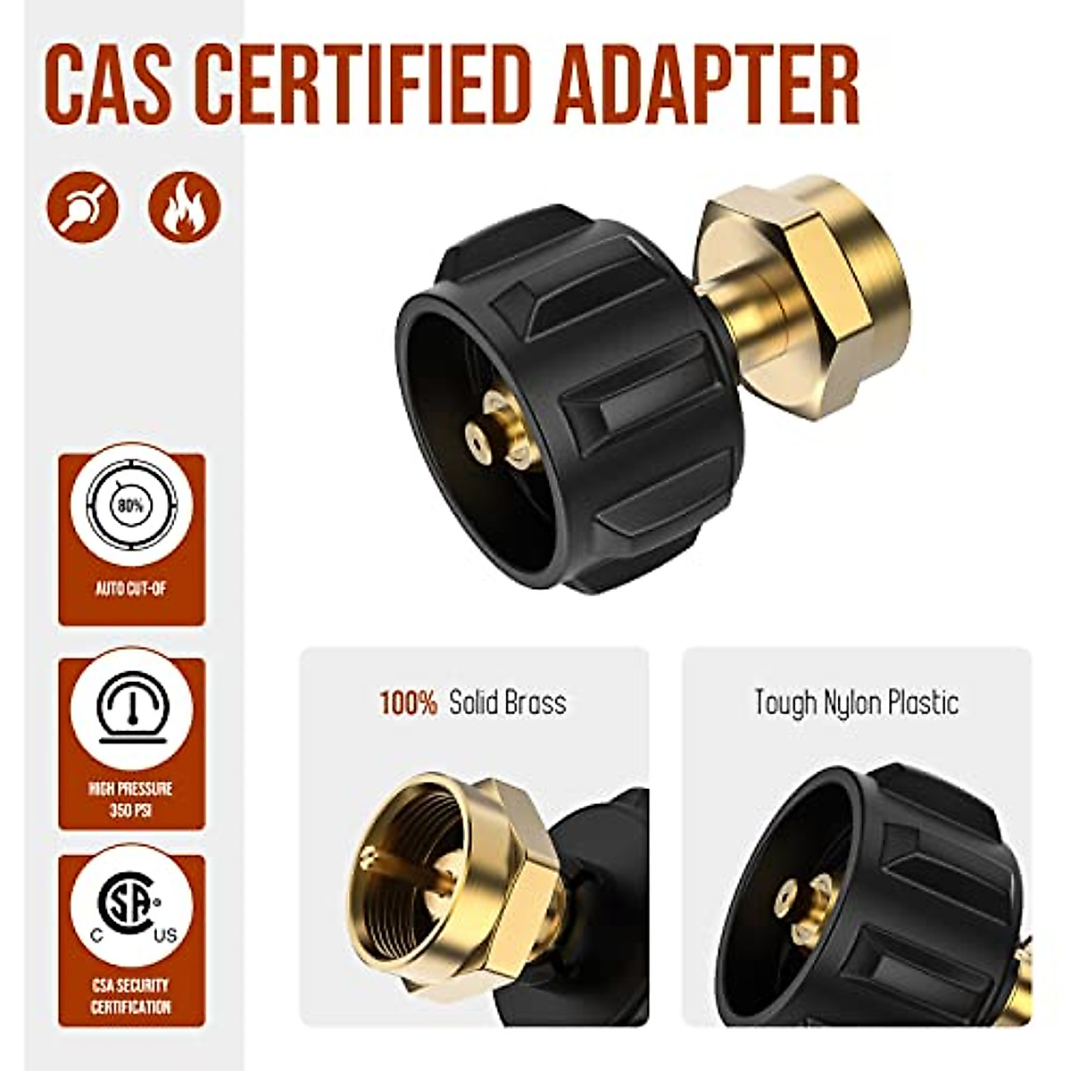 Alloxity Propane Refill Adapter for 1 lb. Tanks, 1lb Propane Tank Refill Adapter, Propane Filler Adapter 1 Pound Propane Bottle Refill Adapter, Propane Adapter 20lb to 1lb Converter, 100% Solid Brass