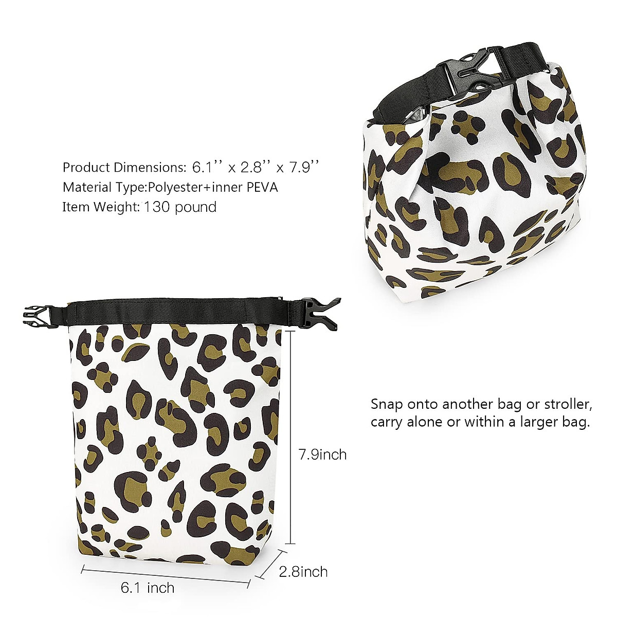 MOV COMPRA Movcompra Women Leopard Insulated Lunch Box +Insulated Snack Bag- Women Girls Reusable Sandwich