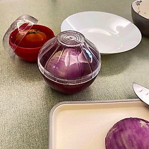 Magicaleast 2PCS Fruit and Vegetable Shaped Savers Onion and Tomato Storage Containers for Fridge Vegetable Crisper Makes Food Stays Fresh Longer