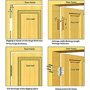 WANLIAN 4" Matte Black Ball Bearing Door Hinges,3 mm Thick Stainless Steel,Solid Square Corner Heavy-Duty for Exterior & Interior Doors, with Mounting Screws (2 Pack)