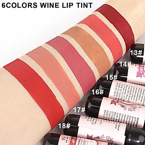 6 Colors Matte Red Wine Liquid Lipstick Pack Set,Wine Lip Tint Long Lasting 24 Hour Waterproof Velvet Nonstick Cup Lipgloss Lip Stain Pigmented Lip Makeup Gift Sets for Girls and Women Labiales