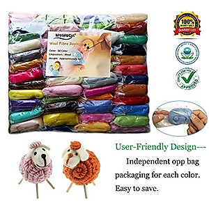 MOMODA BAODLON 50 Colors Fibre Wool Yarn Roving for Needle Felting Hand Spinning DIY Craft Materials