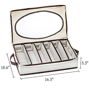 Hiceeden Flatware Utensil Storage Case Box, 6 Adjustable Compartment Silverware Organizer with Zipper Lid and Handles, Cutlery Storage Container for Spoon, Fork, Knife, Chopstick Oraganizing
