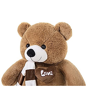 YunNasi Big Teddy Bear Stuffed Animal Plush Teddy Bear with Scarf for Children Girls Girlfriends (31 Inches, Dark Brown)