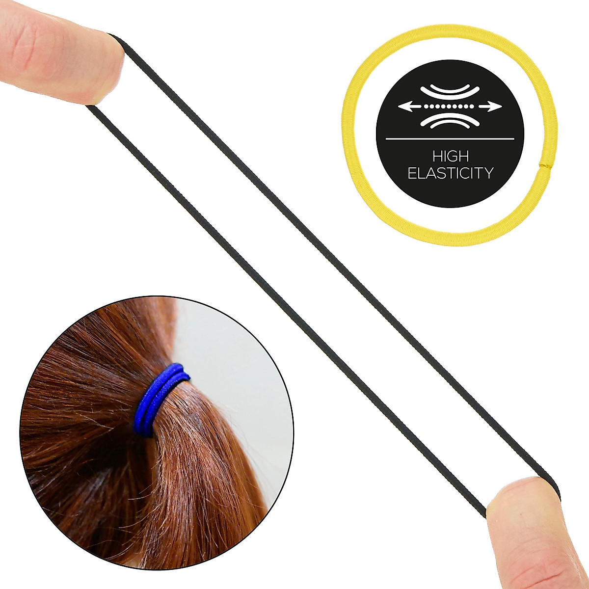 Expressions 216-Piece Hair Ties, 4mm Hair Elastics Bright Colors Value Pack, No Metal Hair Bands for Women, Durable Ponytail Holders For Thick Hair, Curly Hair and All Hair Types