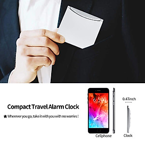 KANBIT Digital Travel Alarm Clock Battery Operated, Portable Large Number Display Alarm Clock with Temperature,12/24 H Small Desk Clock -Silver (NO Light)