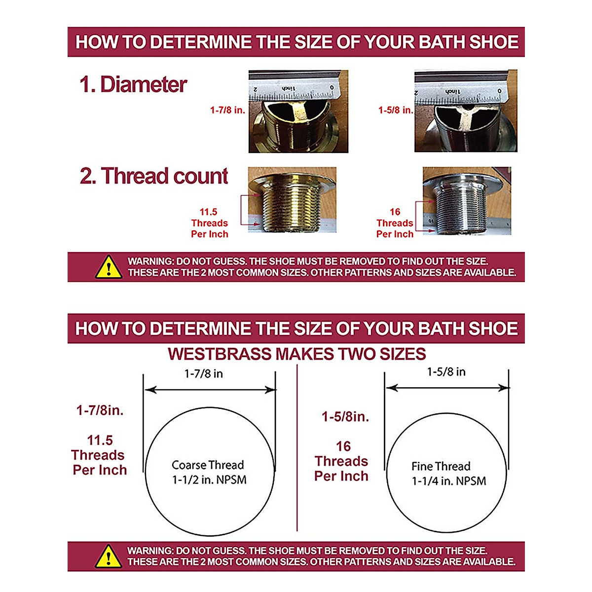 Westbrass A941K-01 1-3/8" Fine Thread Twist & Close Bathtub Drain Trim with One-Hole Overlfow Faceplate and Universal Adaptor, Polished Brass