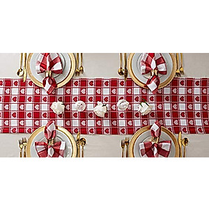DII Valentine's Day Table Top Collection, Table Runner, 14x72, Checkered Heart
