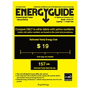 Commercial Cool CCUK12W 1.2 Cu. Ft. Upright Freezer with Adjustable Thermostat Control and R600a Refrigerant, White