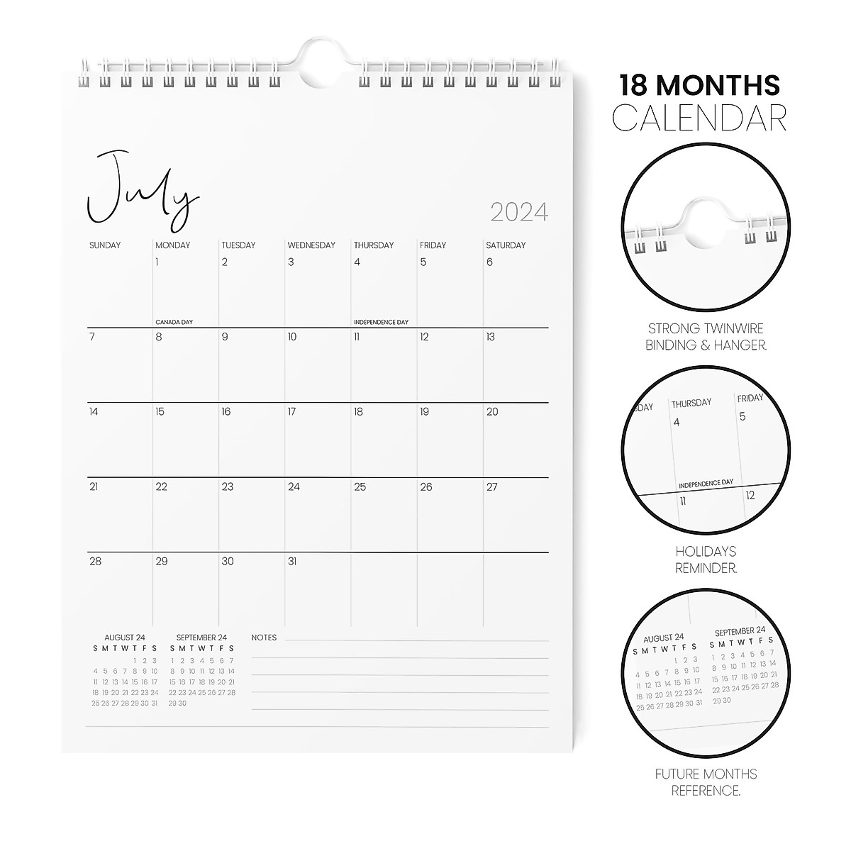 Karto Wall Calendar 2024-2025 - Vertical 8.5x11 inch Runs Until December 2025 - Boost Your Productivity and Easy Planning with the Aesthetic Monthly Calendar - Cursive