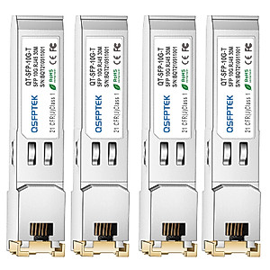SFP RJ45 Copper Module, 10/100/1000BASE-T Gigabit SFP to RJ45 Mini-GBIC Transceiver for Cisco GLC-T(10/100/1000)/SFP-GE-T(10/100/1000), MikroTik, Supermicro Reach 100m - 4Pack