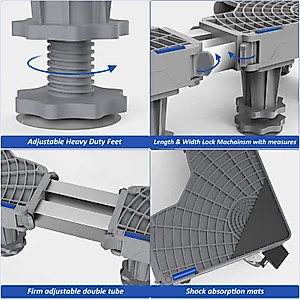 OREKO Mini Fridge Mobile Base Stand Adjustable Washer Dryer Refrigerator Stand With 4 Dual-wheel And 8 Lifting Feet (Double-tube)