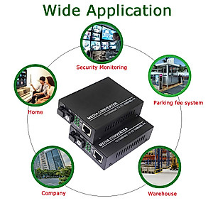 XMSJSIY Fiber Ethernet Media Converter, Single-Mode 10/100Base-TX to 100Base-FX, RJ45 to SC, Fiber Transceiver Up to 25KM (1 Pair)