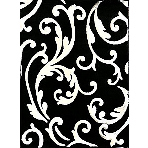 Hollywood Modern Contemporary Area Rug Black & White Design 290 (5 Feet 2 Inch X 7 Feet 1 Inch)