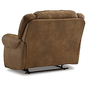 Signature Design by Ashley Boothbay Classic Faux Leather Manual Oversized Recliner, Dark Brown