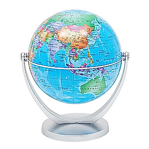Juvale Spinning World Globe with Stand for Kids Learning, Classroom Desk, Students, Geography (4 in)