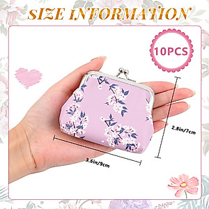 10 Packs Women Coin Purse Small Coin Purses Pouches Cute Change Wallets for Women Kiss Lock Change Purse Change Pouch (Floral)