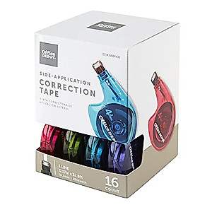 Office Depot® Brand Side-Application Correction Tape, 1 Line x 392", Pack Of 16 Cartridges