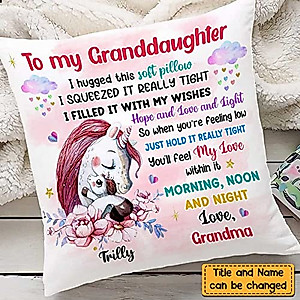 NAZENTI Personalized Granddaughter Grandson Pillow - Custom Grandchildren Pillow, to My Granddaughter Gift Form Grandma Grandpa, Animal Hug Pillow, Daugter Son Birthday, DS27